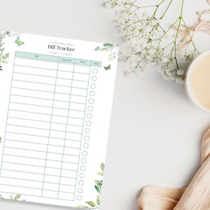 Bill Tracker Printable PDF | Payment Log | Money Diary | Bill Schedule ...
