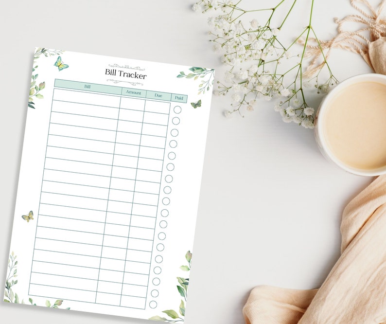 Bill Tracker Printable PDF | Payment Log | Money Diary | Bill Schedule ...