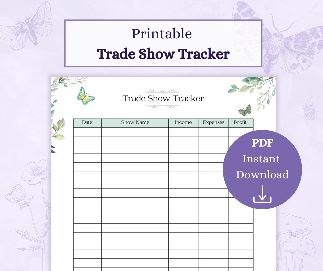 Trade Show Tracker Printable PDF | Craft Fair Tracker | Income Tracker ...