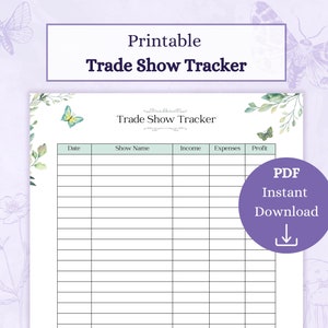 Trade Show Tracker Printable PDF | Craft Fair Tracker | Income Tracker ...