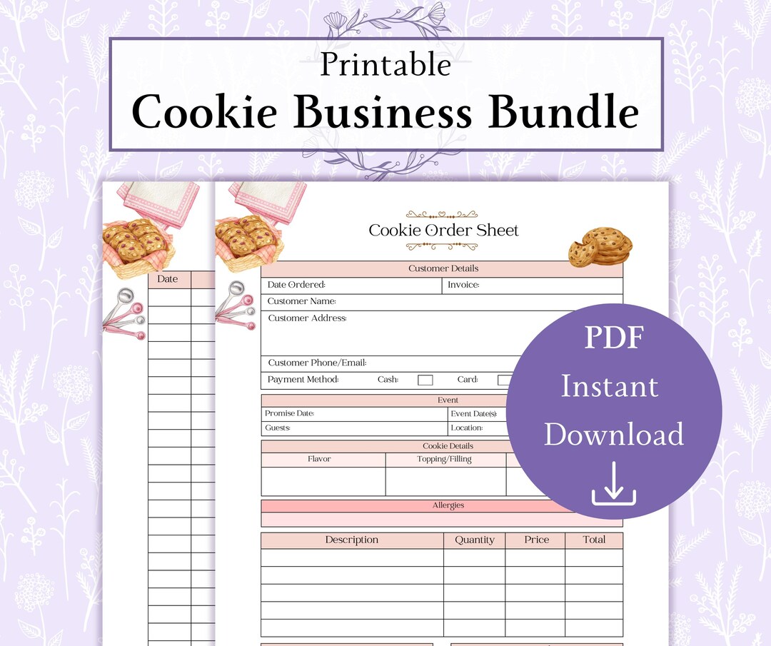 Cookie Business Bundle Printable PDF | Cookie Order Form | Cookie Sales ...