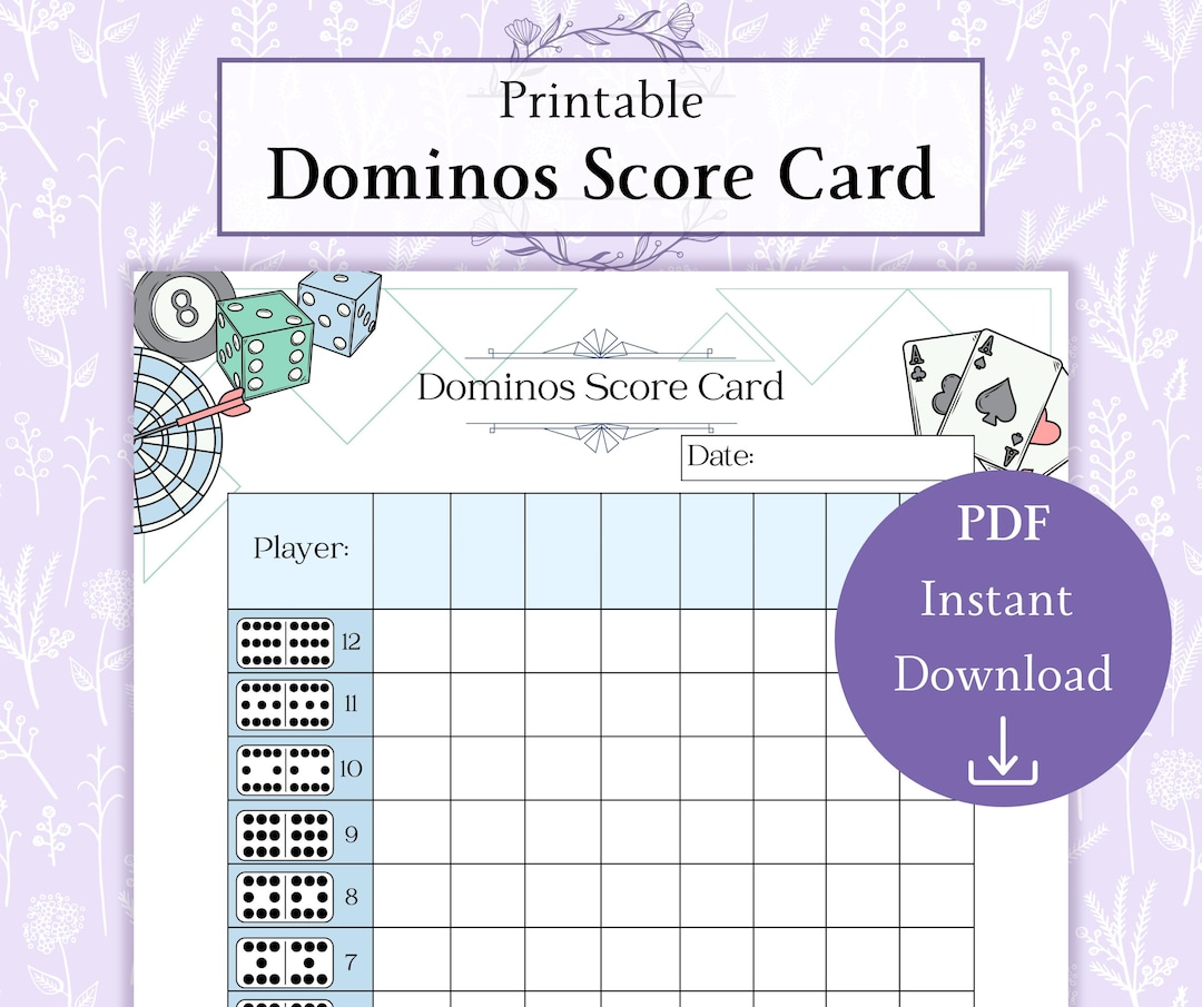 Dominos Score Card Printable PDF | Dominoes Score Board | Dominos Tally ...