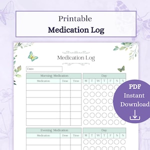 Medication Log Printable PDF | Medication List | Medical Tracker ...