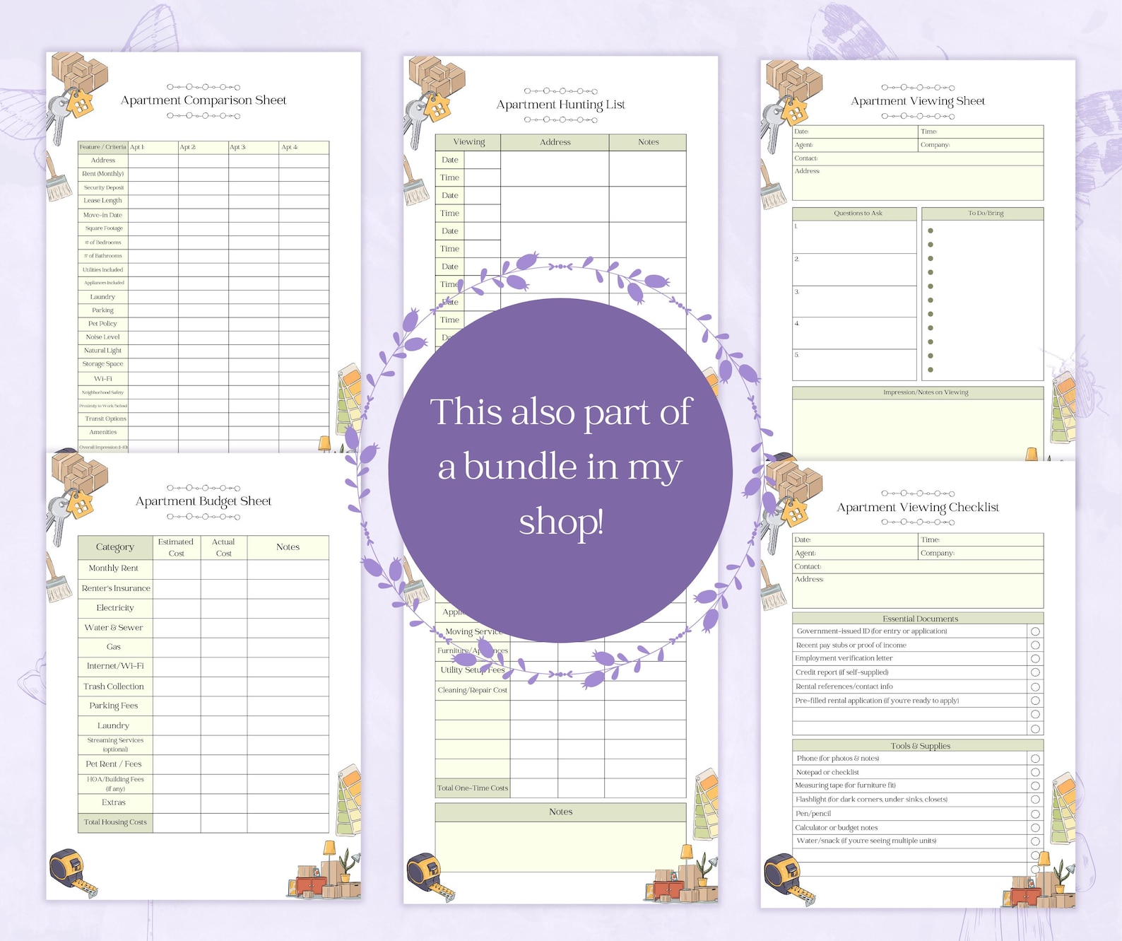 Apartment Comparison Sheet Printable PDF | Moving Planner | House ...