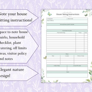 House Sitting Instructions Printable PDF | House Sitter Plan | House ...