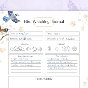 Bird Watching Journal Bundle Printable PDF | Bird Nerd | Bird Diary ...