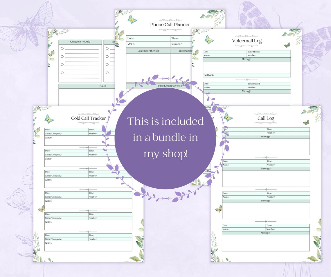 Cold Call Tracker Printable PDF | Phone Call Log Book | Cold Call Sheet ...