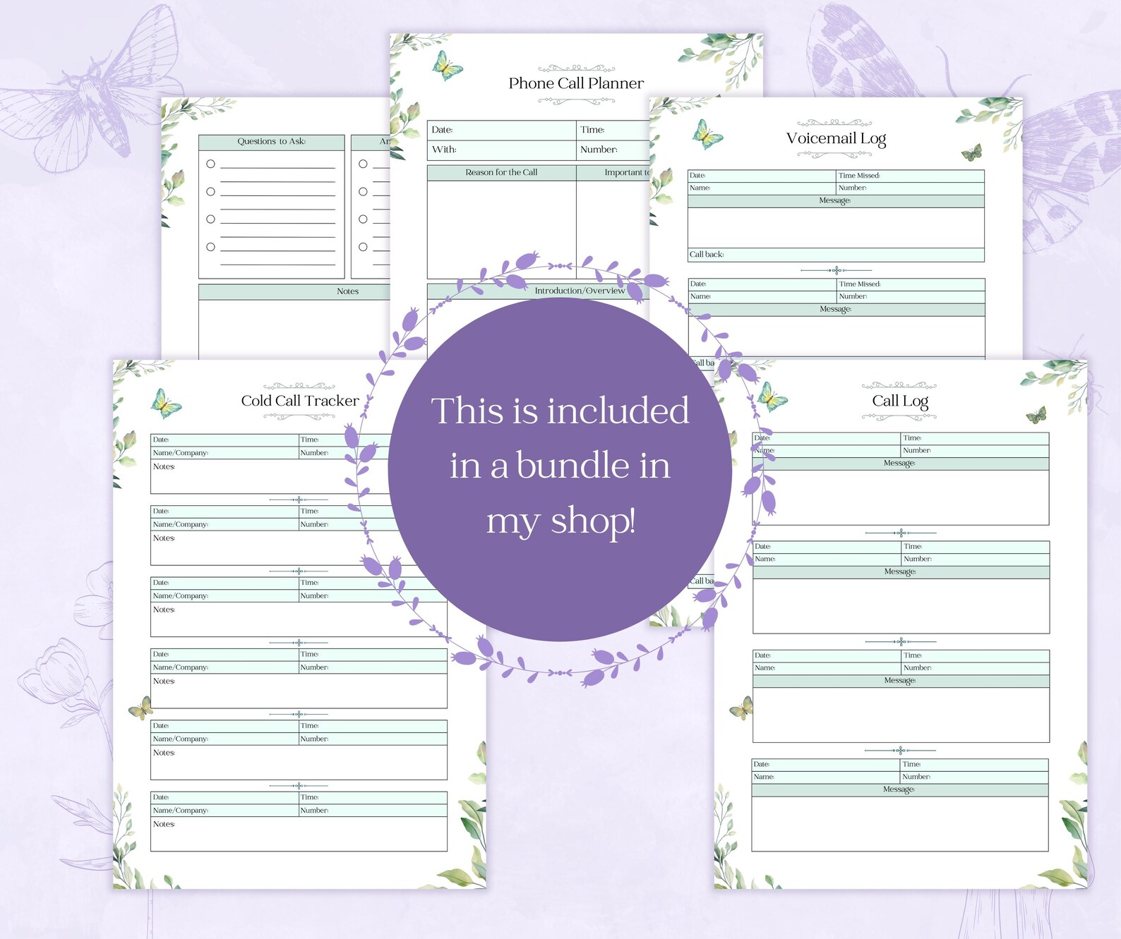 Cold Call Tracker Printable PDF | Phone Call Log Book | Cold Call Sheet ...