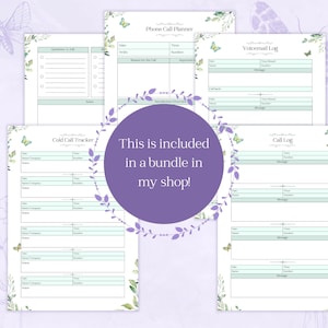 Cold Call Tracker Printable PDF | Phone Call Log Book | Cold Call Sheet ...