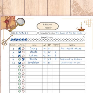 Initiative Tracker Printable PDF | Dnd DM Toolkit | Dungeon Master Dnd ...