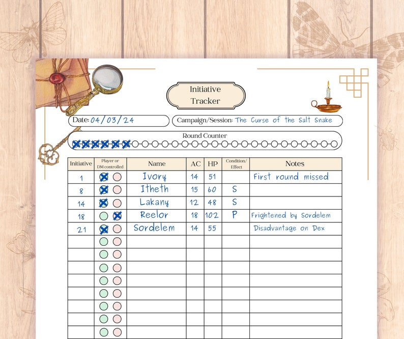 Initiative Tracker Printable PDF | Dnd DM Toolkit | Dungeon Master Dnd ...
