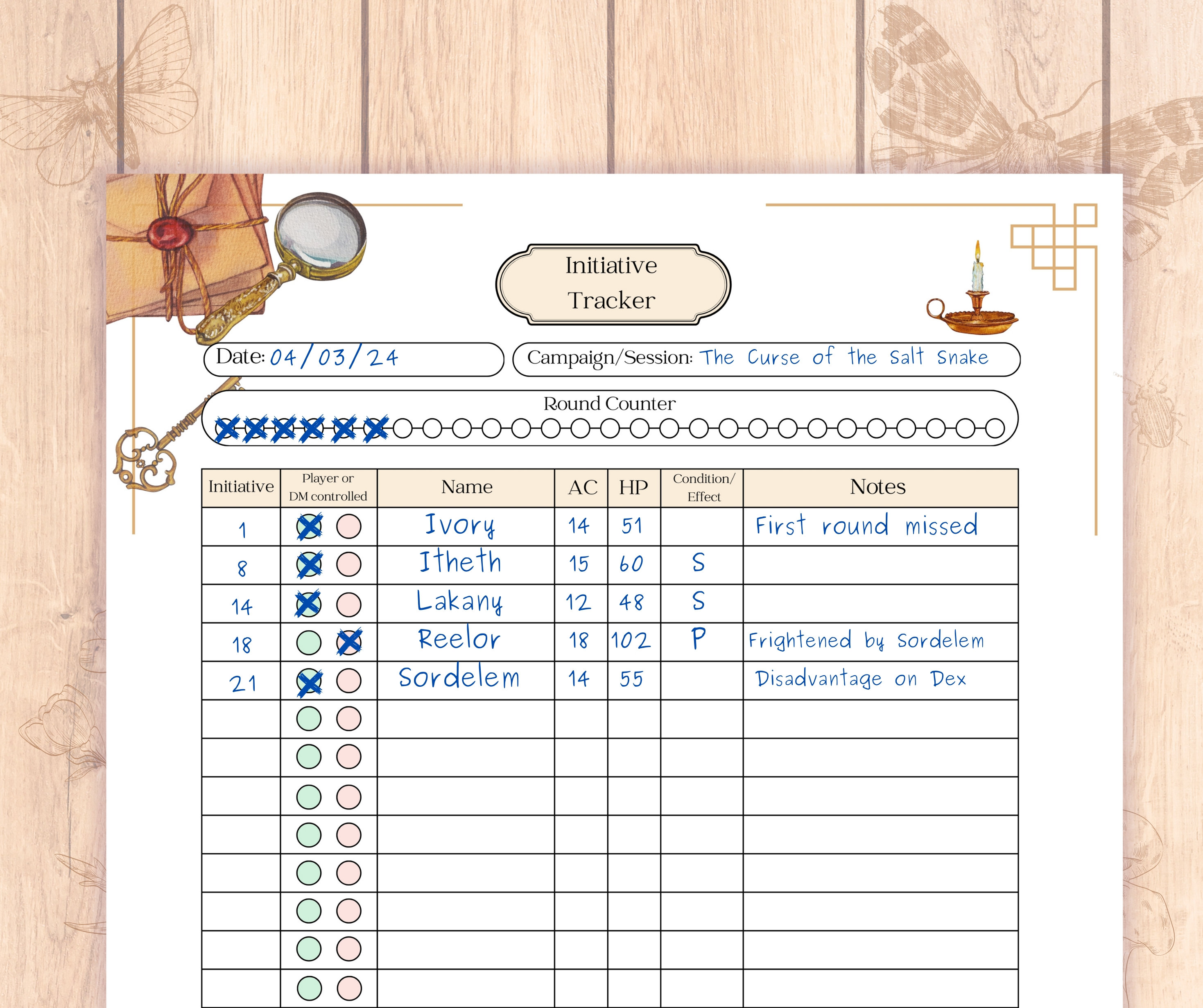 Initiative Tracker Printable PDF | Dnd DM Toolkit | Dungeon Master Dnd ...