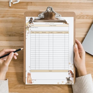 Vet Visit Log Printable PDF | Pet Care Log | Pet Health Tracker | Vet ...