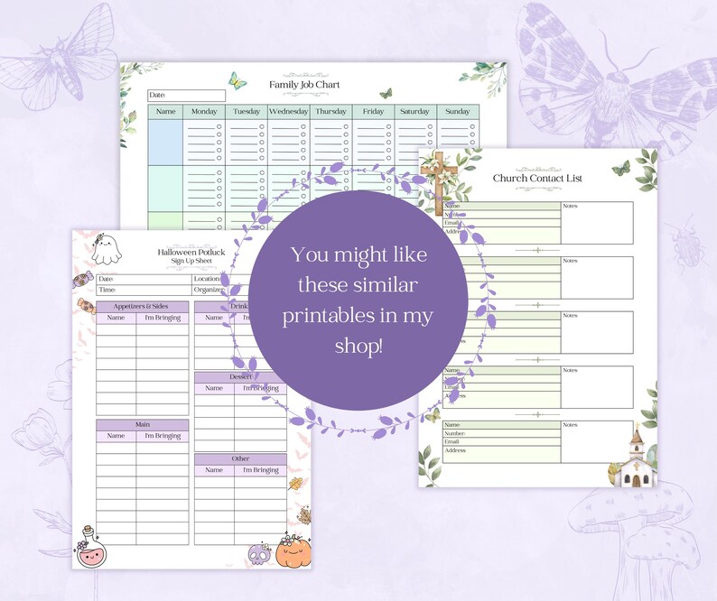 Autumn Lunch Potluck Sign up Sheet Printable PDF | Food List ...