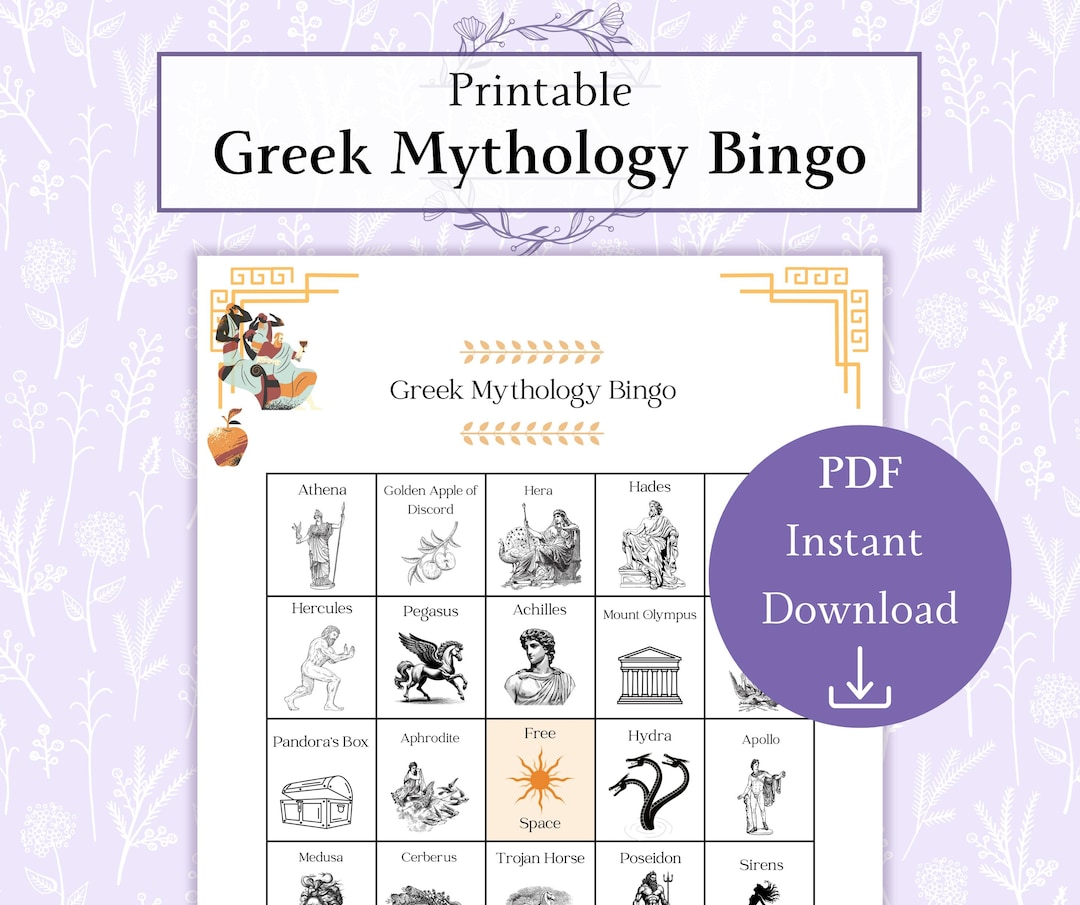 Greek Mythology Bingo Sheet Printable PDF, Greek Gods Bingo, Greek ...