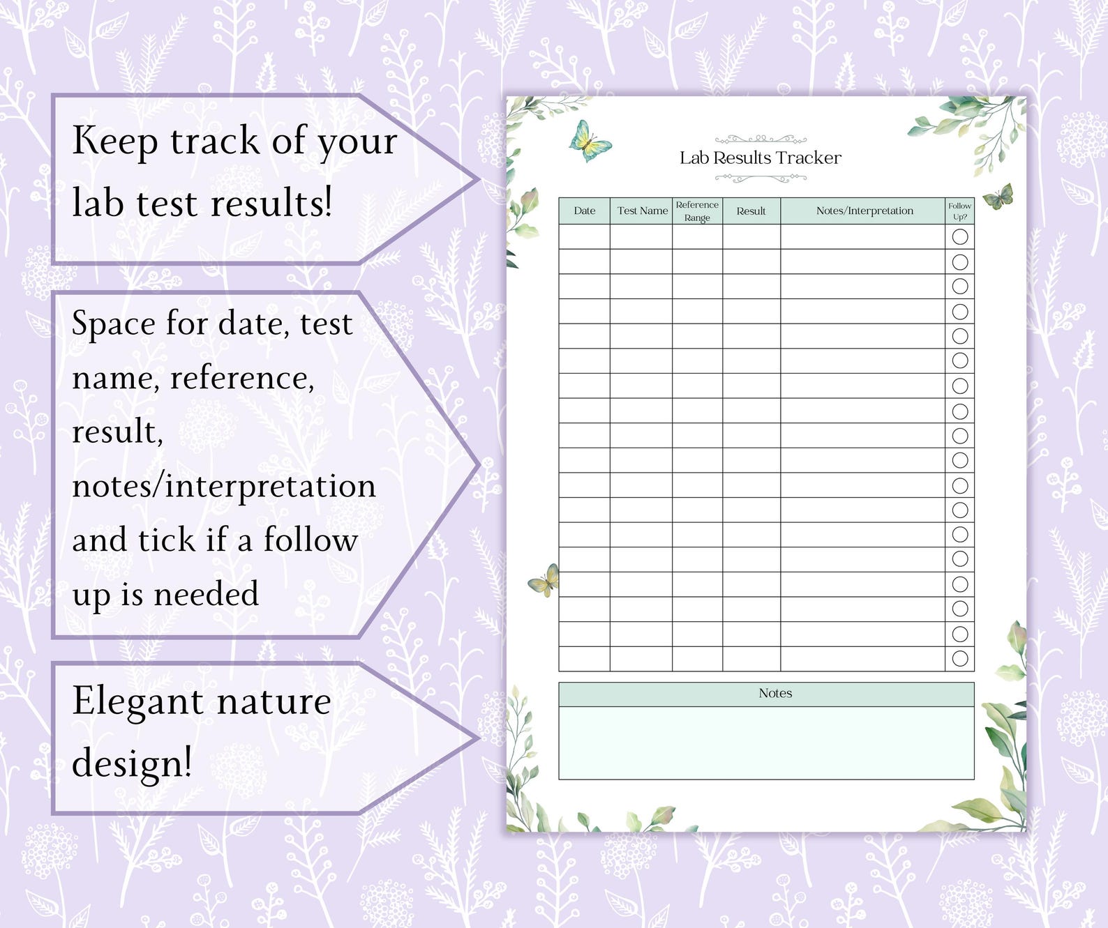 Lab Results Tracker Printable PDF | Lab Test Results | Lab Results ...