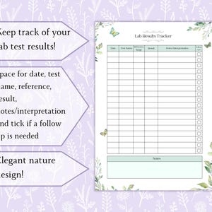 Lab Results Tracker Printable PDF | Lab Test Results | Lab Results ...