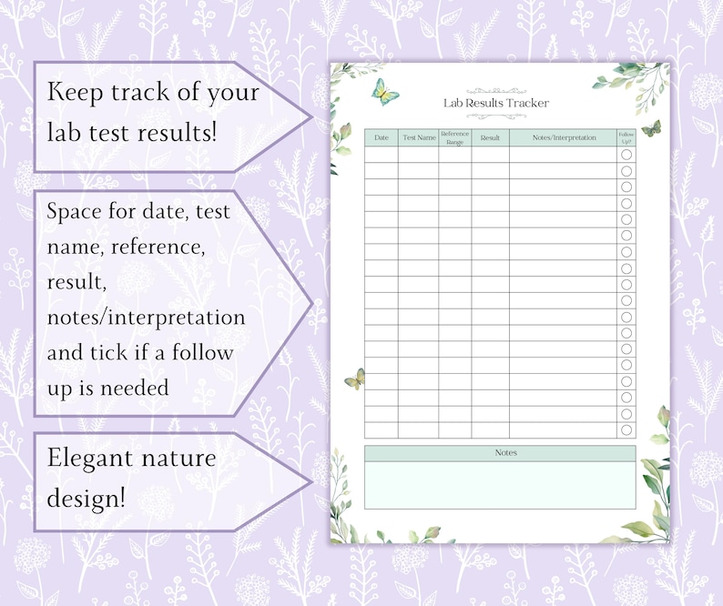 Lab Results Tracker Printable PDF | Lab Test Results | Lab Results ...