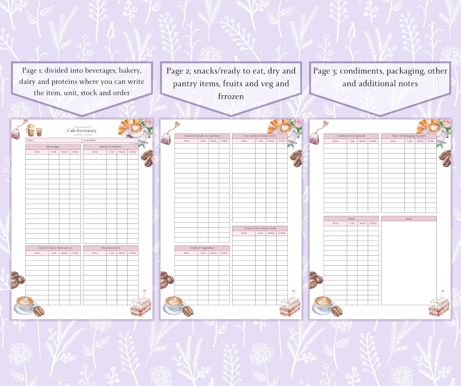 Cafe Inventory Sheet Printable PDF | Cafe Checklist | Barista Checklist ...