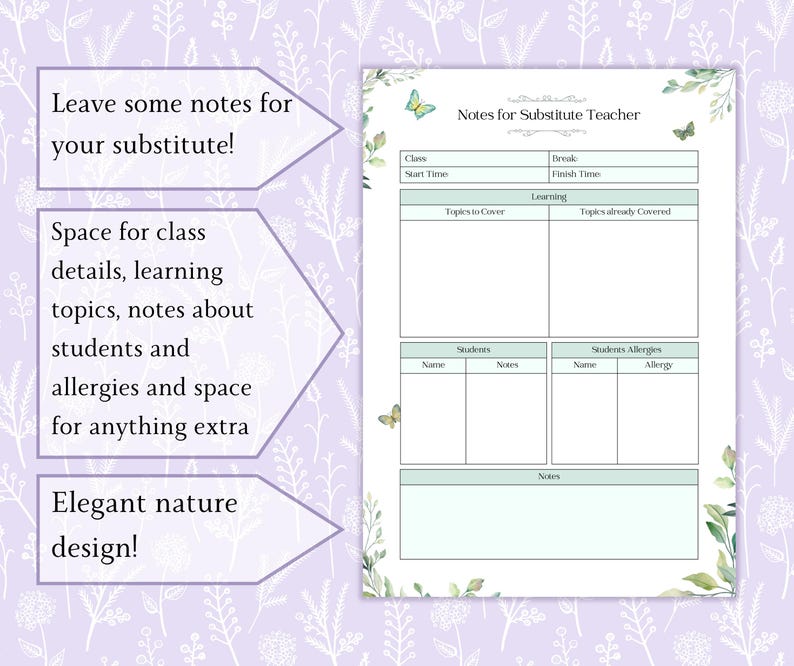 Substitute Forms Bundle Printable PDF | While You Were Away Sheet ...