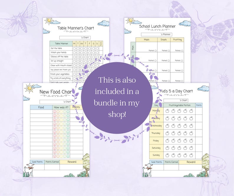 Picky Eater Chart for Kids Printable PDF | Reward Chart | Mealtime ...
