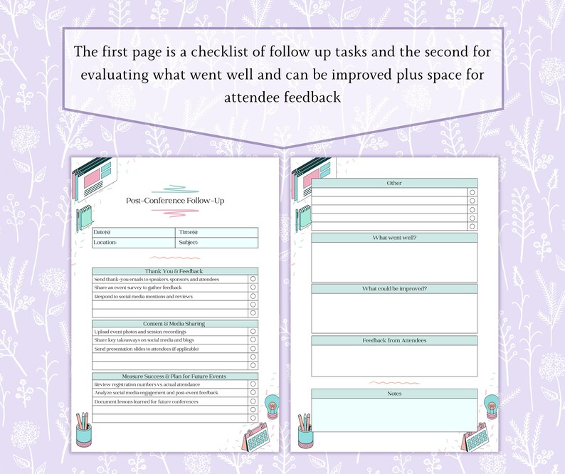 Conference Follow up Checklist Printable PDF | Conference Evaluation ...