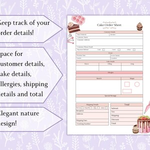 Cake Order Form Printable PDF | Bakery Order Form Template | Food Order ...