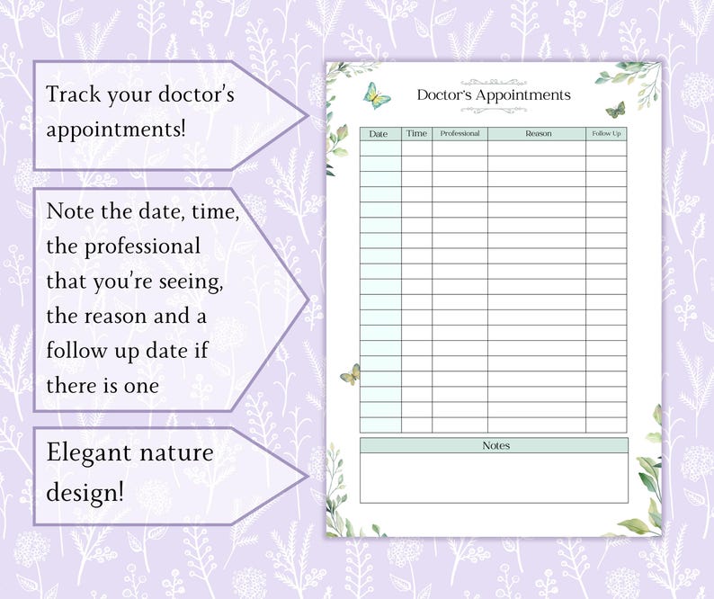 Appointment Tracker for Dr Appointments Printable PDF | Doctor Visit ...