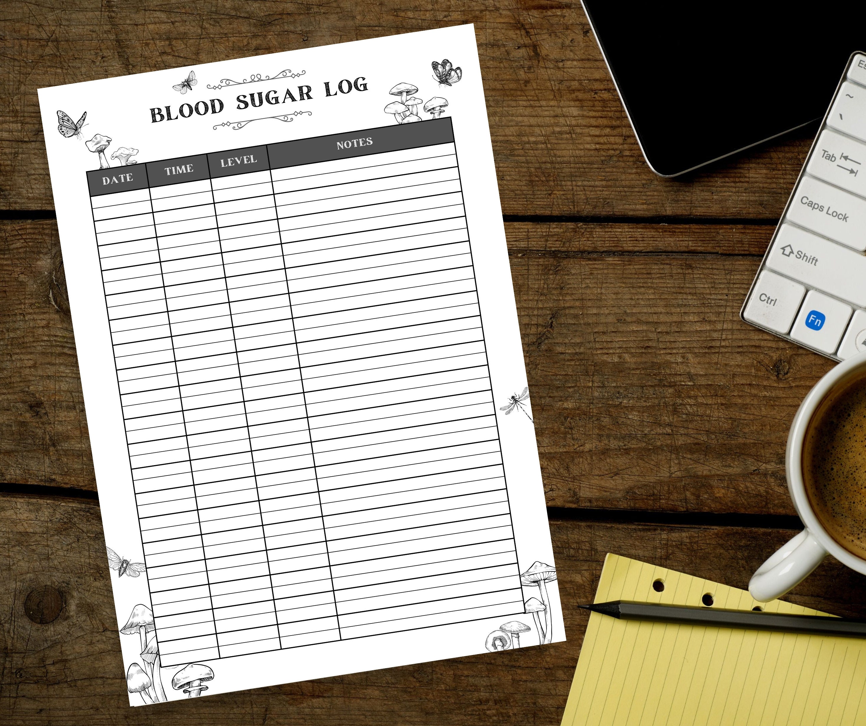 Blood Sugar Log | Printable PDF | Blood Sugar Tracker | Diabetes Log ...