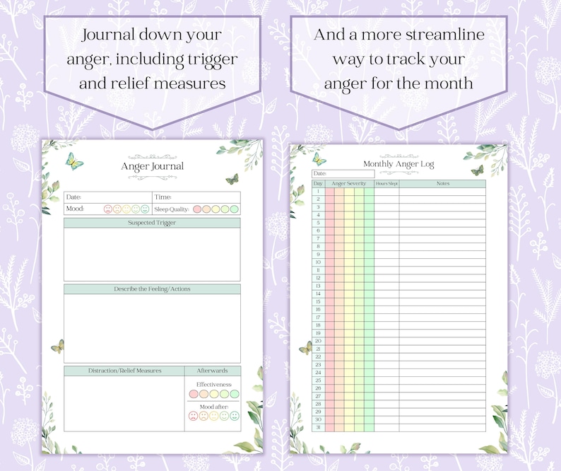 Anger Journal Bundle Printable PDF | Rage Log | Anger Management ...
