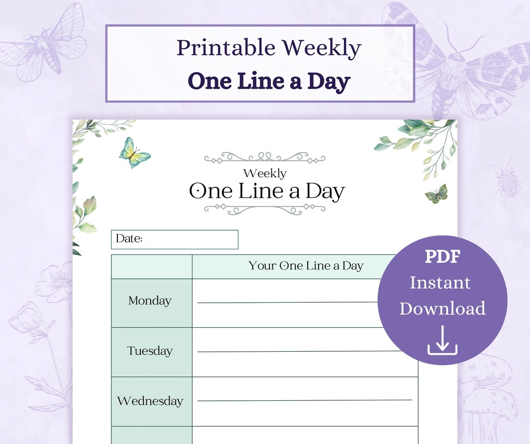 One Line a Day Journal Printable PDF | Gratitude Journal | Daily ...