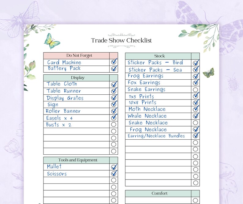 Trade Show Checklist Printable PDF | Craft Fair Checklist | Craft Show to Do List | Trade Show ...