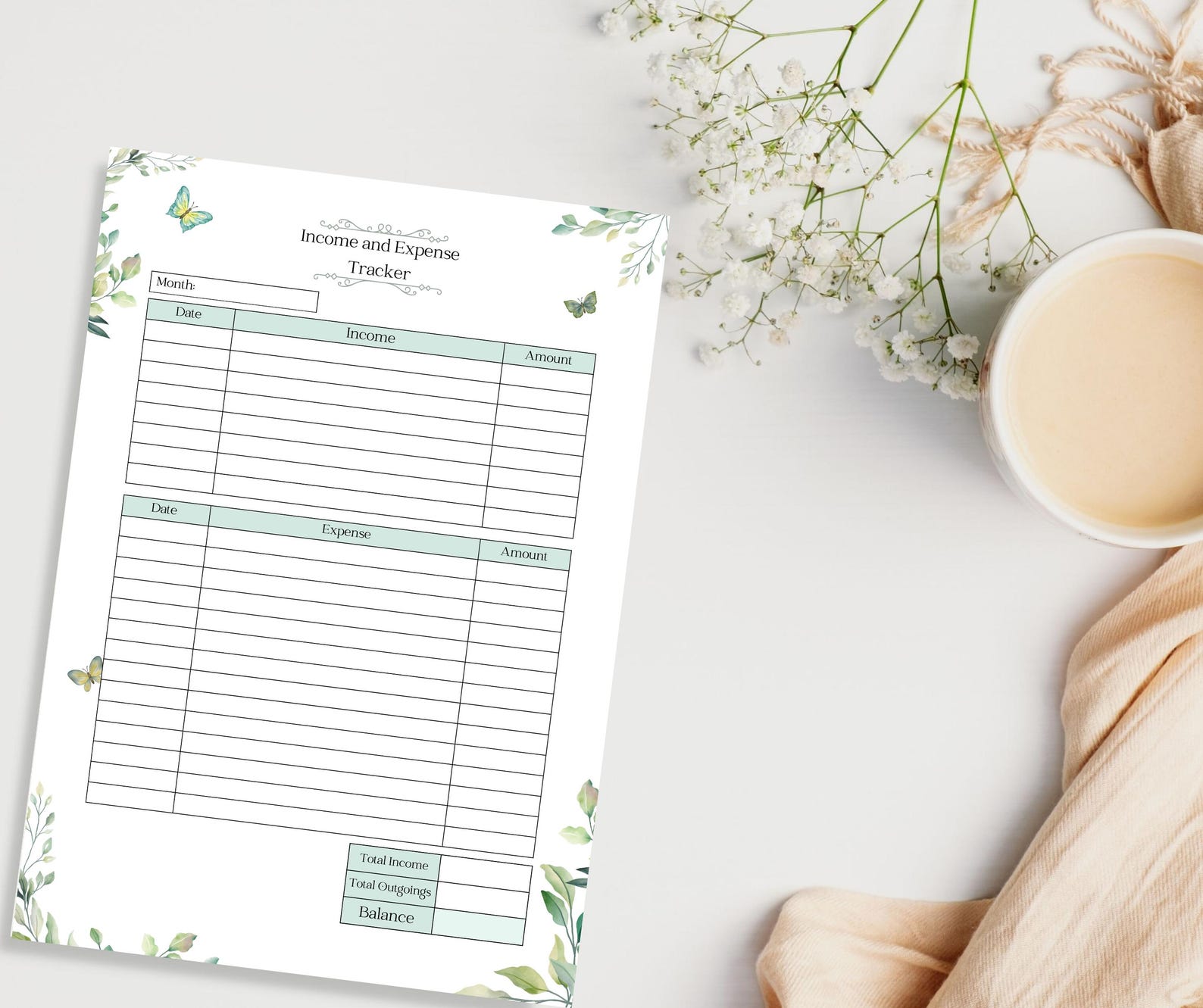 Income and Expense Tracker Printable PDF | Income Tracker | Spending ...