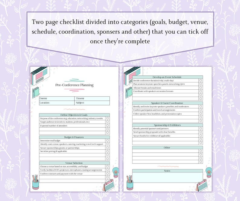 Conference Planning Checklist Printable PDF | Conference Meeting ...