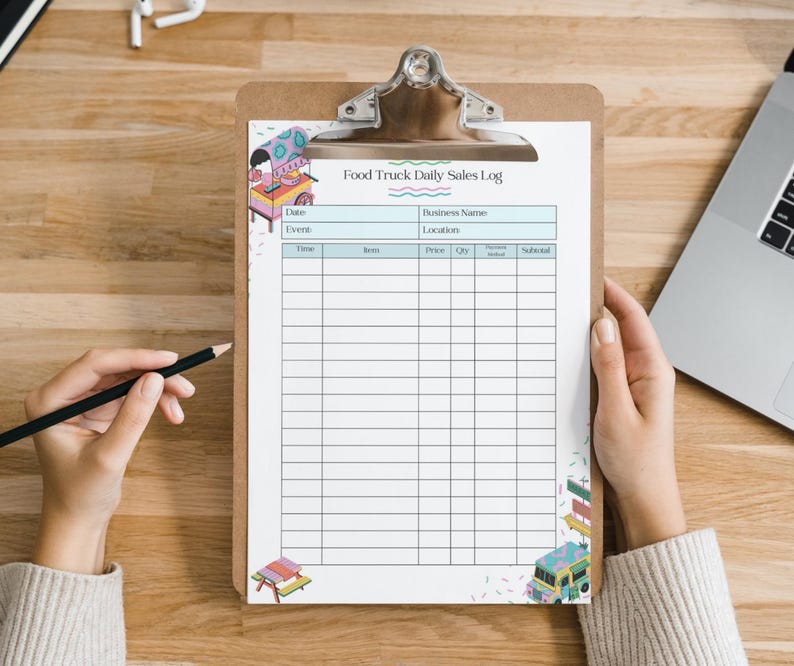 Food Truck Daily Sales Log Printable PDF | Daily Sales Tracker | Vendor ...