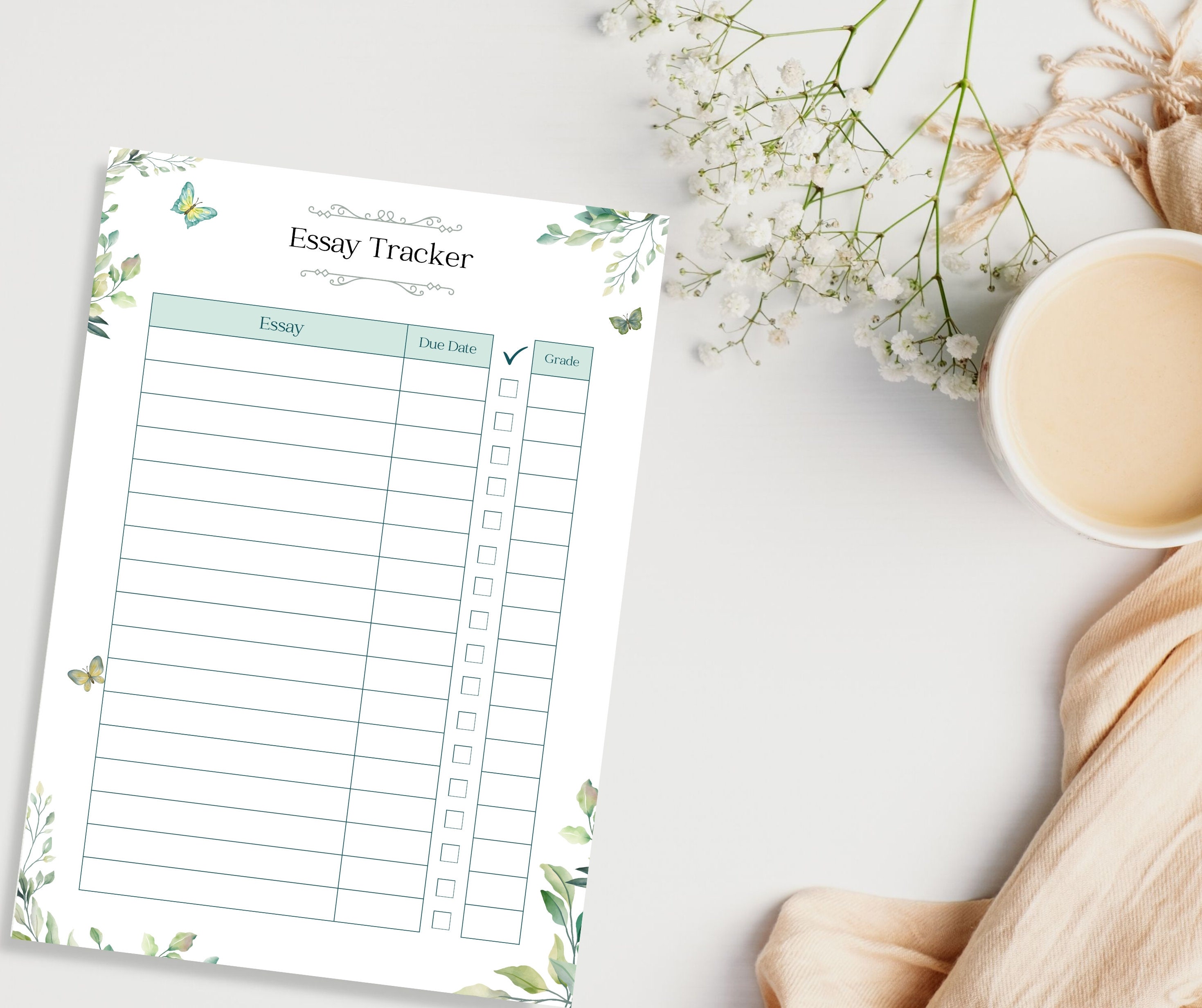 Essay Tracker Printable PDF | Assignment Tracker | Project Tracker ...