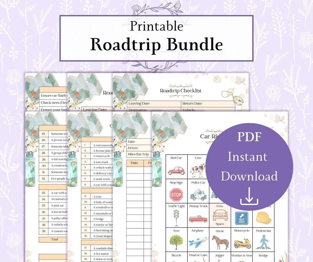 Roadtrip Bundle Printable PDF | Roadtrip Planner | Roadtrip Games ...