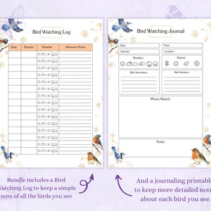 Bird Watching Journal Bundle Printable PDF | Bird Nerd | Bird Diary ...