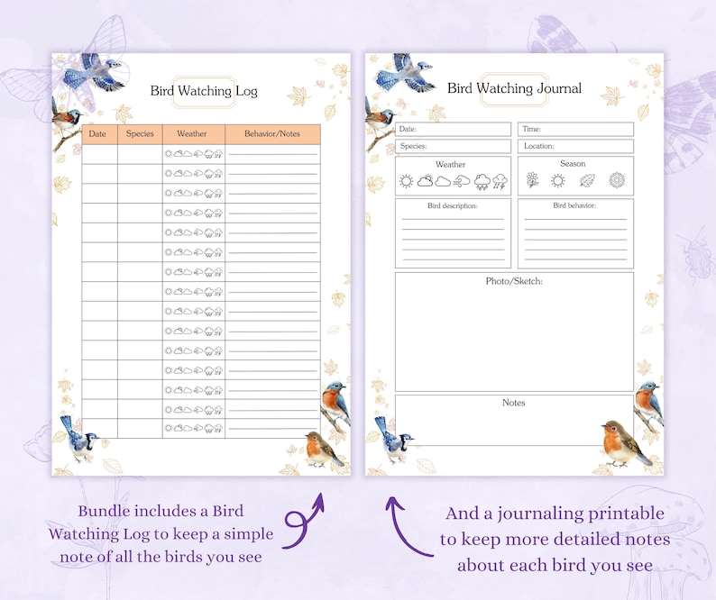 Bird Watching Journal Bundle Printable PDF | Bird Nerd | Bird Diary ...