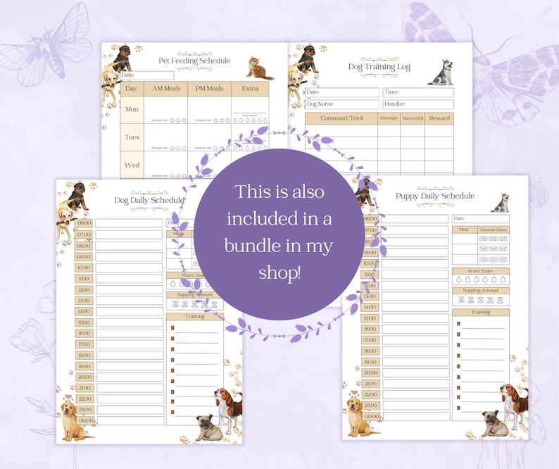Dog Training Log Printable PDF | Dog Training Sheet | Pet Care Log ...