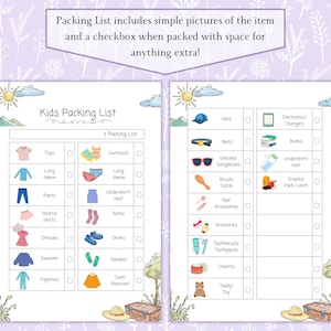 Kids Packing List Printable PDF | Travel Packing Checklist for Kids ...