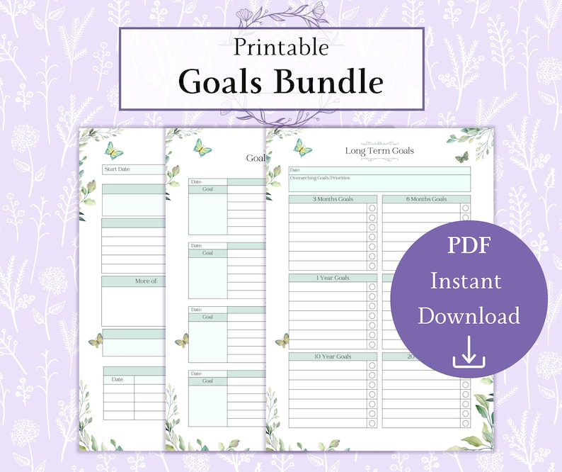 My Goals Bundle Printable PDF | Long Term Goals | Goal Action Plan ...