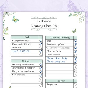 Bedroom Cleaning Checklist Printable PDF | Declutter Checklist ...