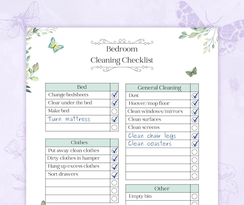 Bedroom Cleaning Checklist Printable PDF | Declutter Checklist ...