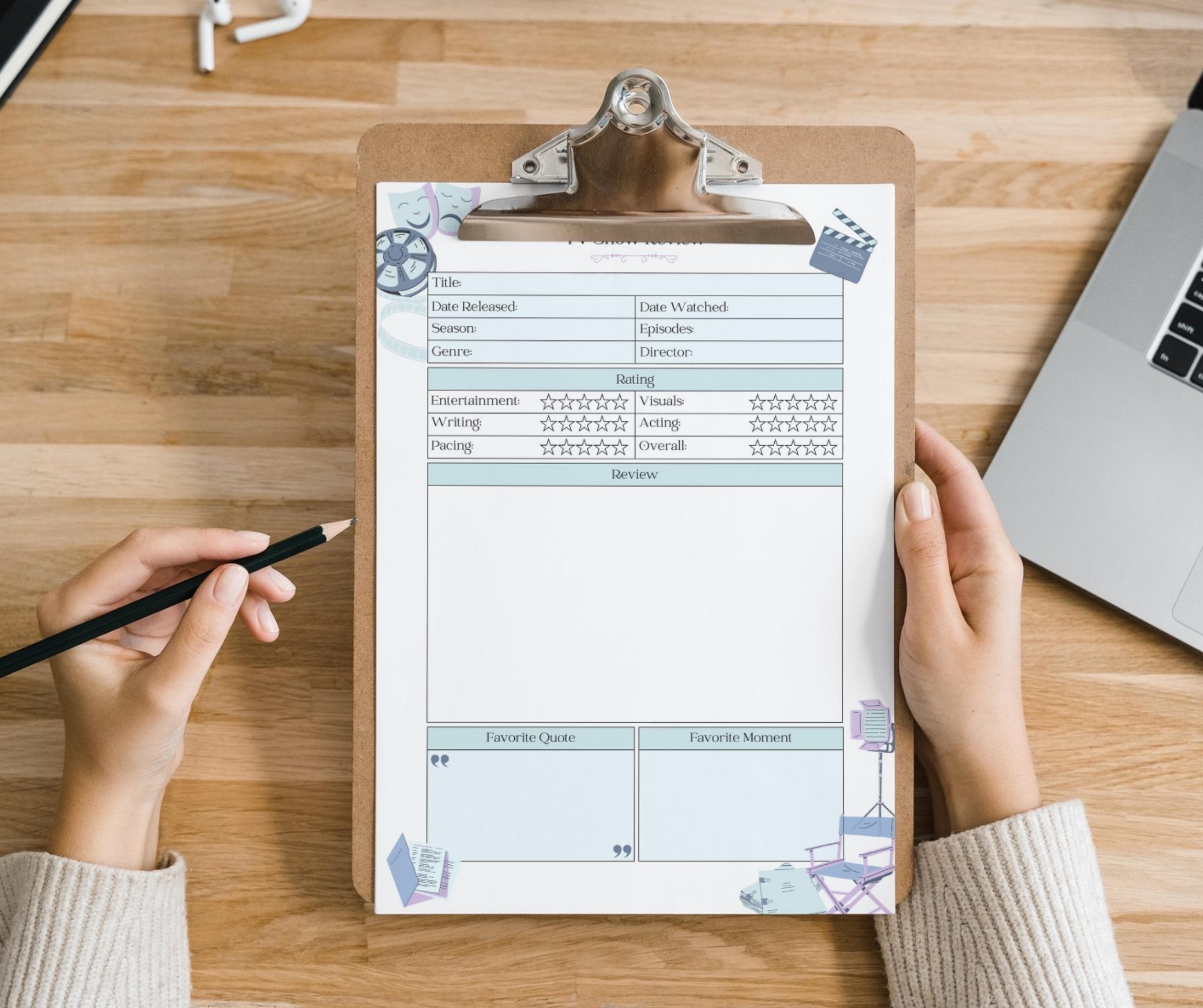 TV Show Review Printable PDF | TV Show Tracker | Tv Journal Record | Tv ...