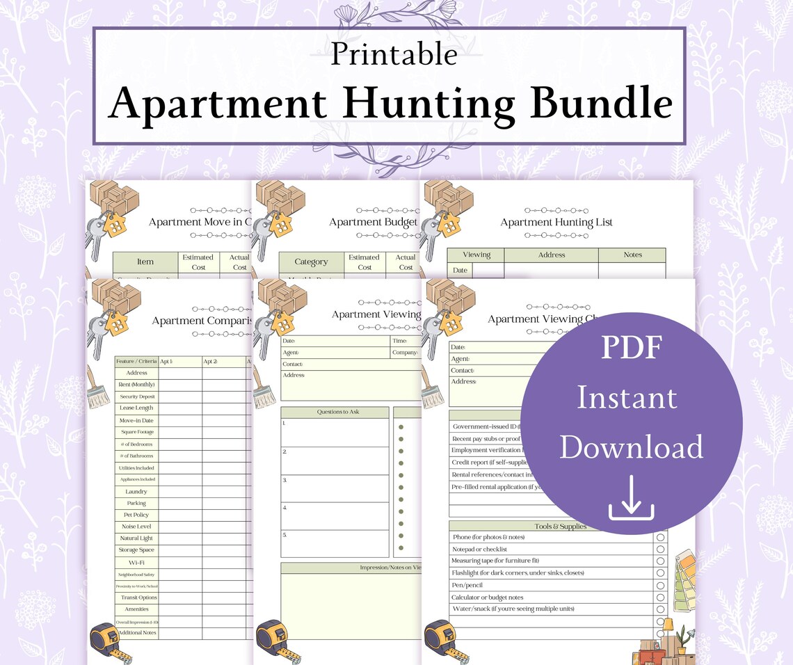 Apartment Hunting Bundle Printable PDF | Apartment Comparison ...