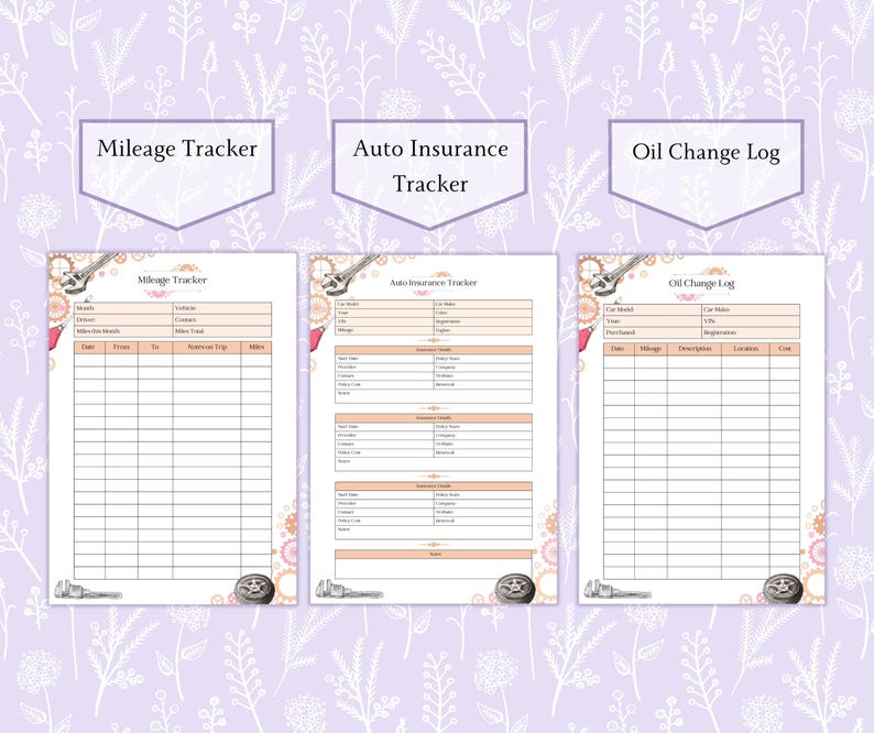 Car Care Planner Printable PDF | Vehicle Information | Car Info Sheet ...