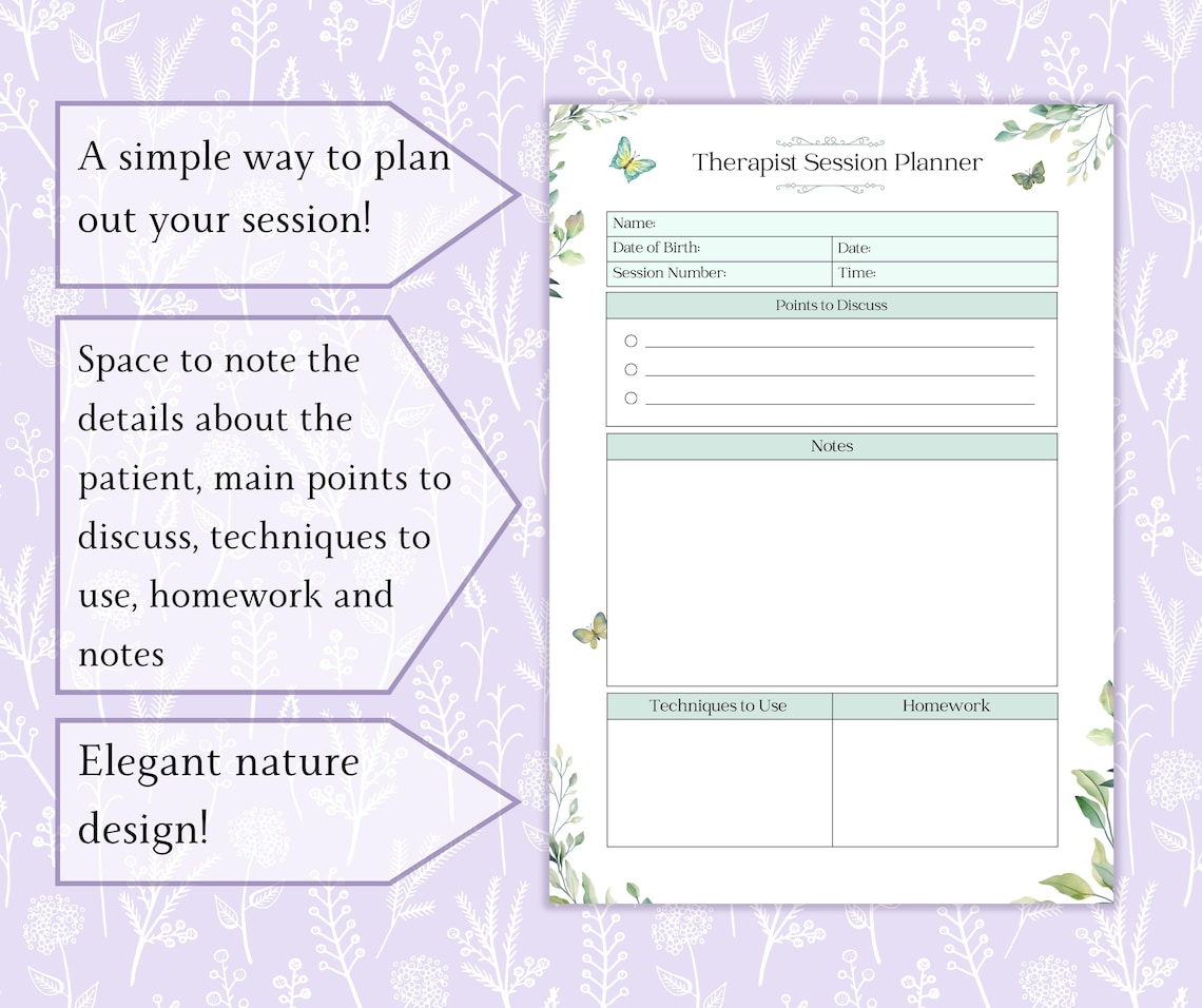 Therapist Planner Printable PDF | Therapist Notes | Treatment Plan ...