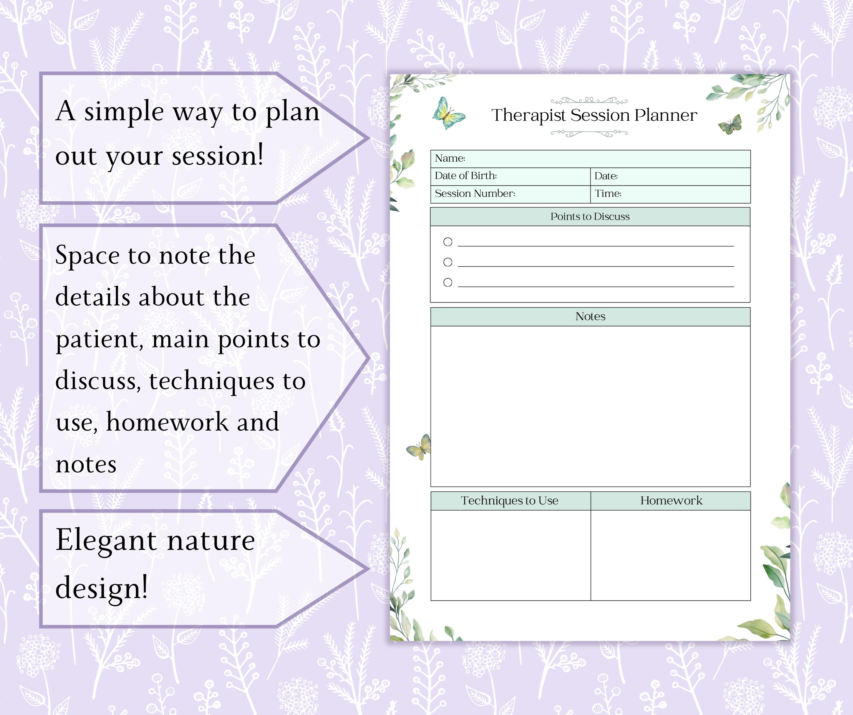Therapist Planner Printable PDF | Therapist Notes | Treatment Plan ...