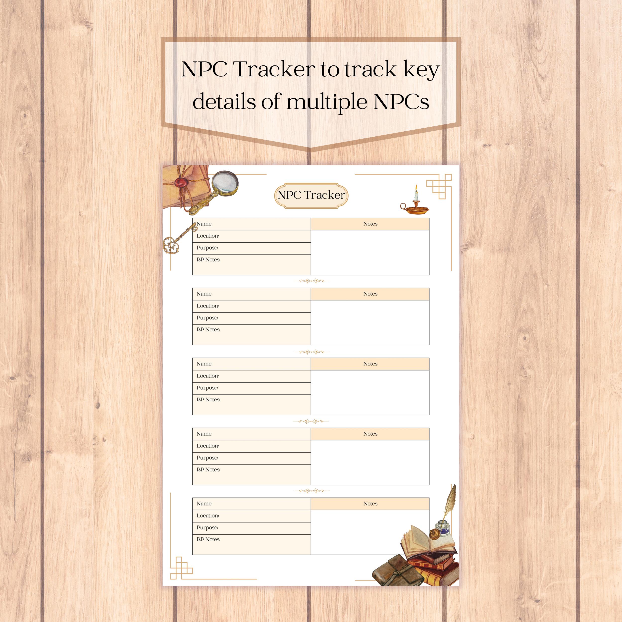 Dnd NPC Tracker Bundle Printable PDF | NPC Planner | Dnd Character ...